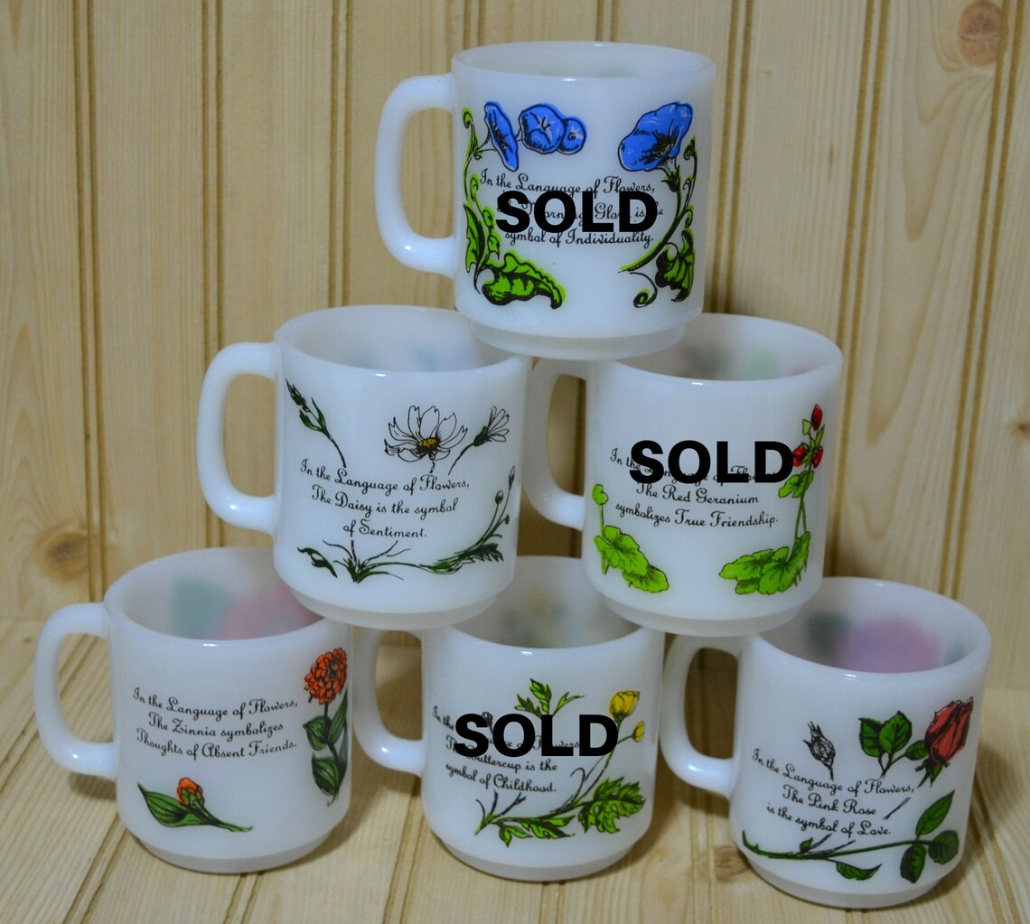 Vintage Glasbake Milk Glass Flower Mug Morning Glory Zinna - Etsy