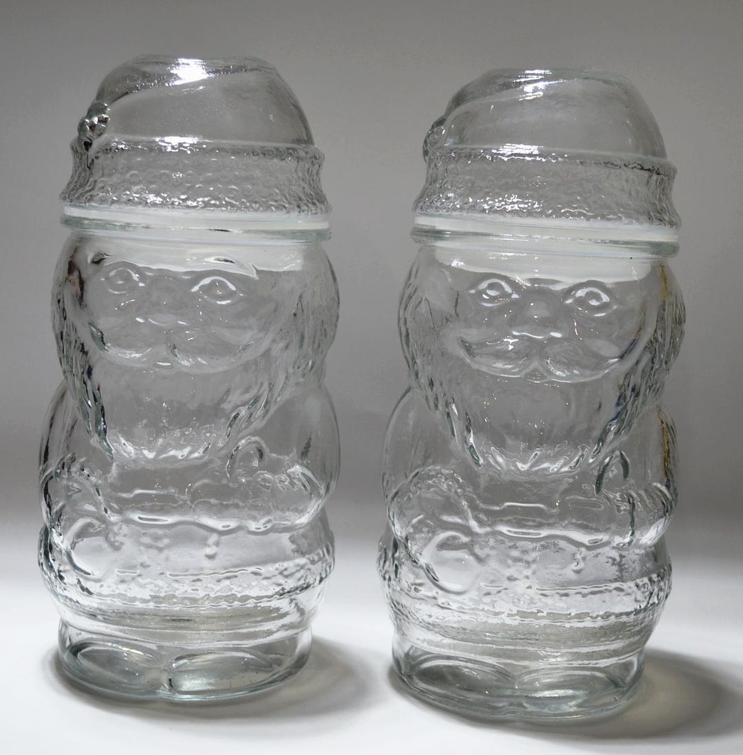 Vintage Santa Claus Apothecary Jars Clear Glass Storage Containers Set ...