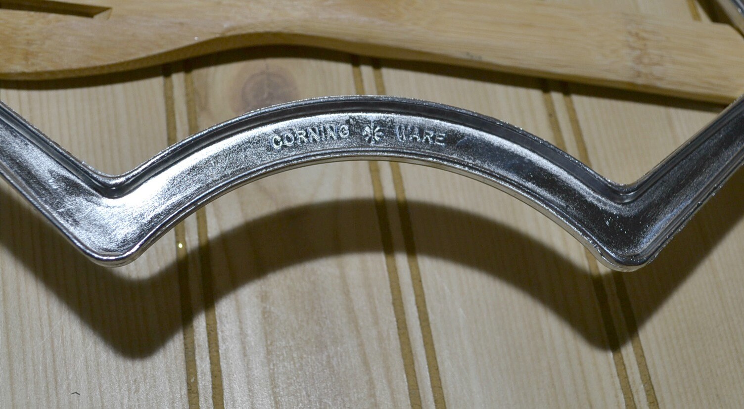 Vintage Large Corning Ware Pyrex Metal Trivet Serving Stand Baking Dish ...