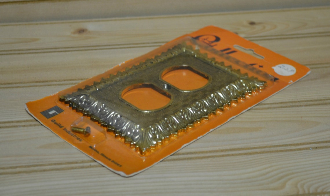 Vintage Gold Plastic Duplex Outlet Cover Electrical Supply 70s Home ...