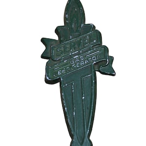 Vintage Gas Refrigerator Emblem Green Metal Old Servel Advertisement ...