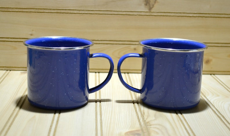 Vintage Blue Speckled Enamel Coffee Mugs Granite Enamelware - Etsy