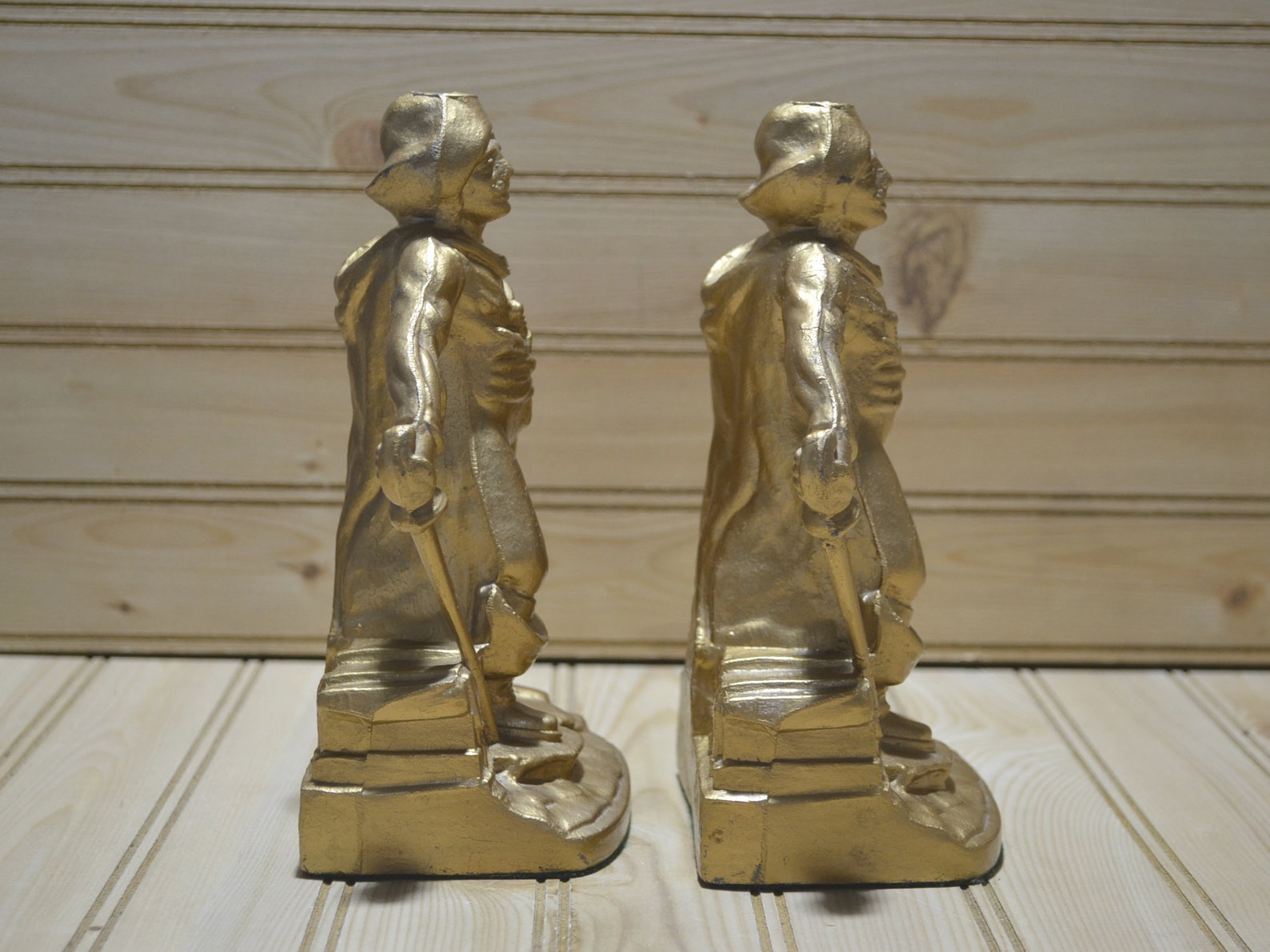 Vintage Casted Metal Bookends Pirate Buccaneer Gold Colored Set of 2 - Etsy