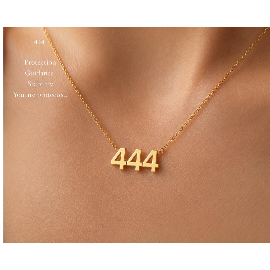 444 Angel Number Necklace, Gold Spiritual Gift for Her, Minimalist ...
