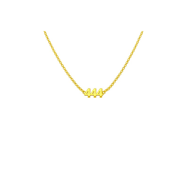 444 Angel Number Necklace, Spiritual Brass Plating Jewelry, Minimalist ...