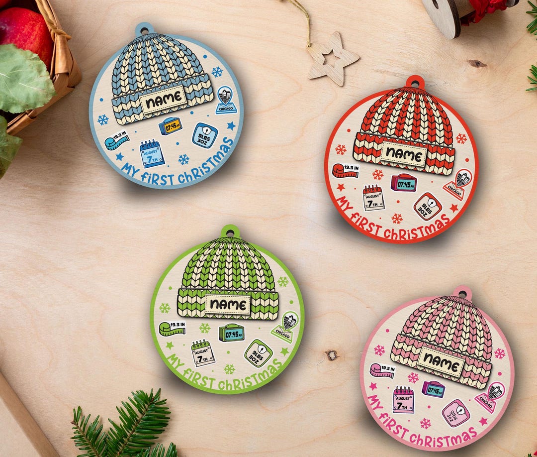 Custom Birth Stats Christmas Gift Tag, Baby's Christmas Ornament ...