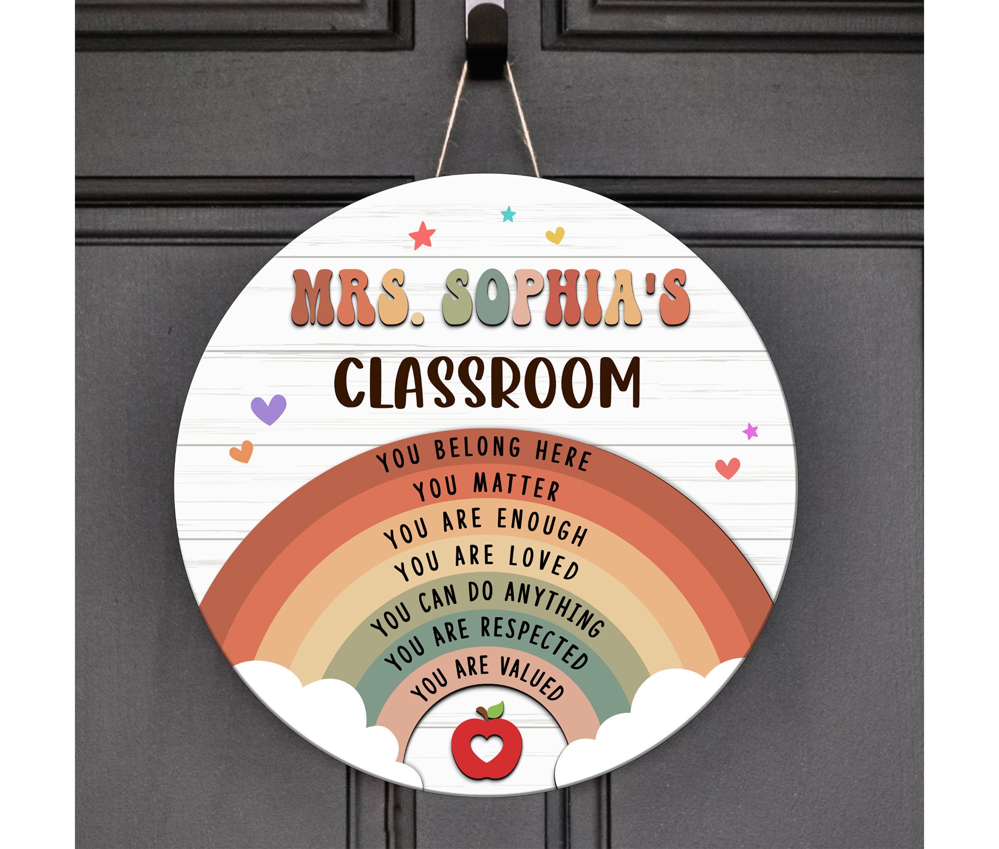 Personalized Teacher Door Hanger, 3D Teacher Name Sign, Teacher ...