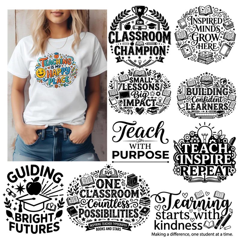Teacher SVG Bundle, Quotes, Classroom Designs, PNG Download - Etsy
