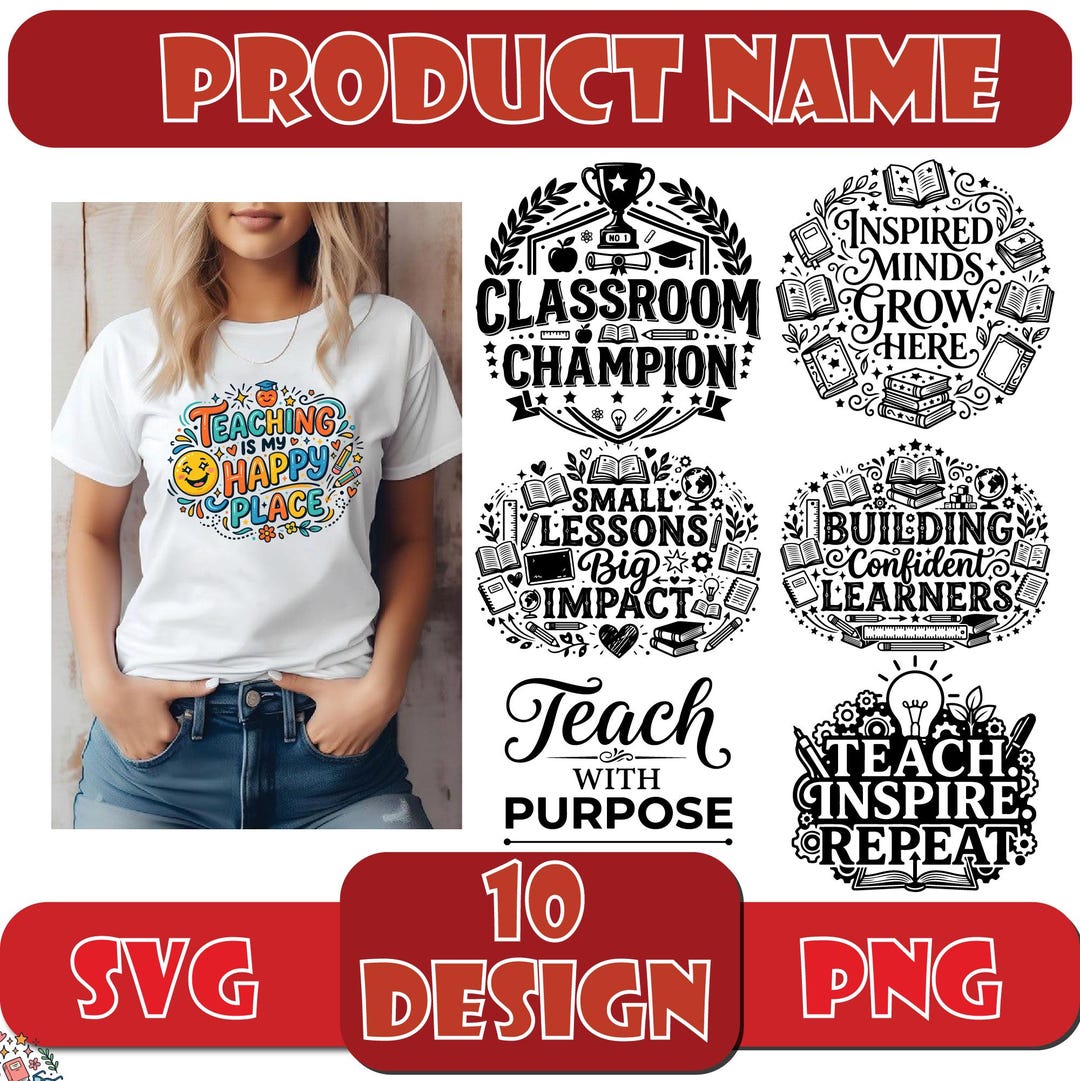 Teacher SVG Bundle, Quotes, Classroom Designs, PNG Download - Etsy