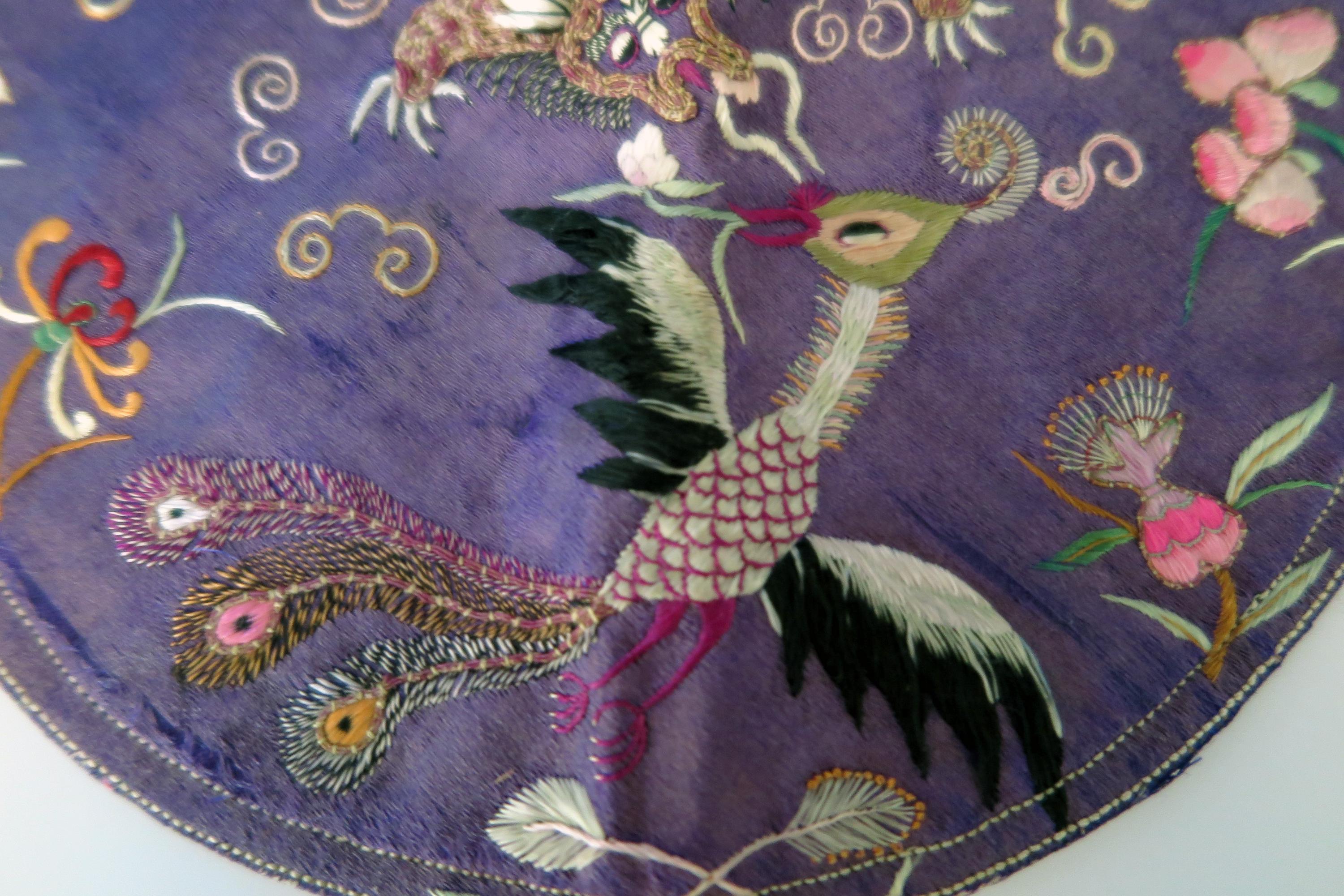 Antique Chinese Embroidered Pouch Featuring a Dragon and a Phoenix - Etsy