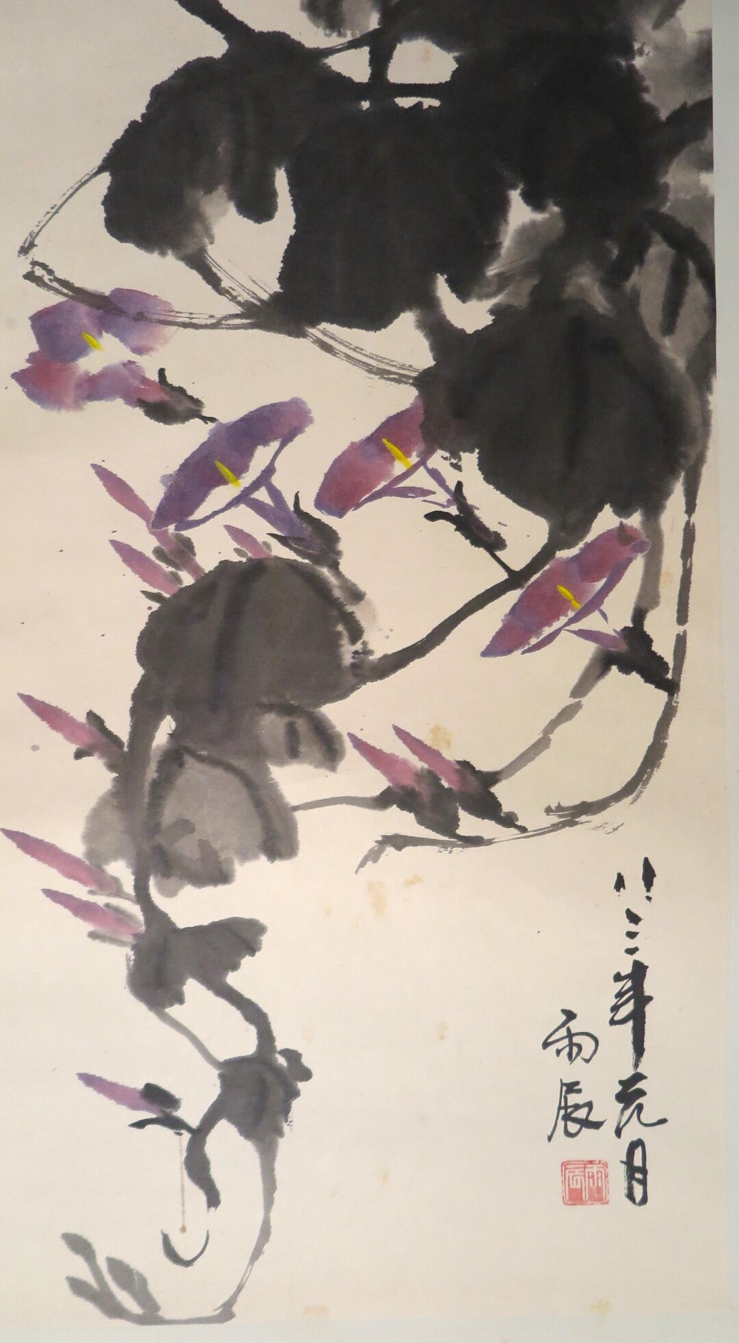 Original Chinese Scroll Painting of Morning Glories by Gan Yu Chen - Etsy