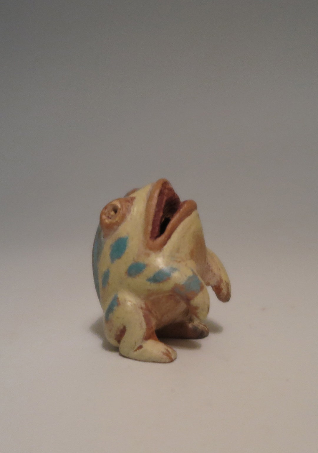 Hand Carved Spotted Ceramic Frog - Etsy