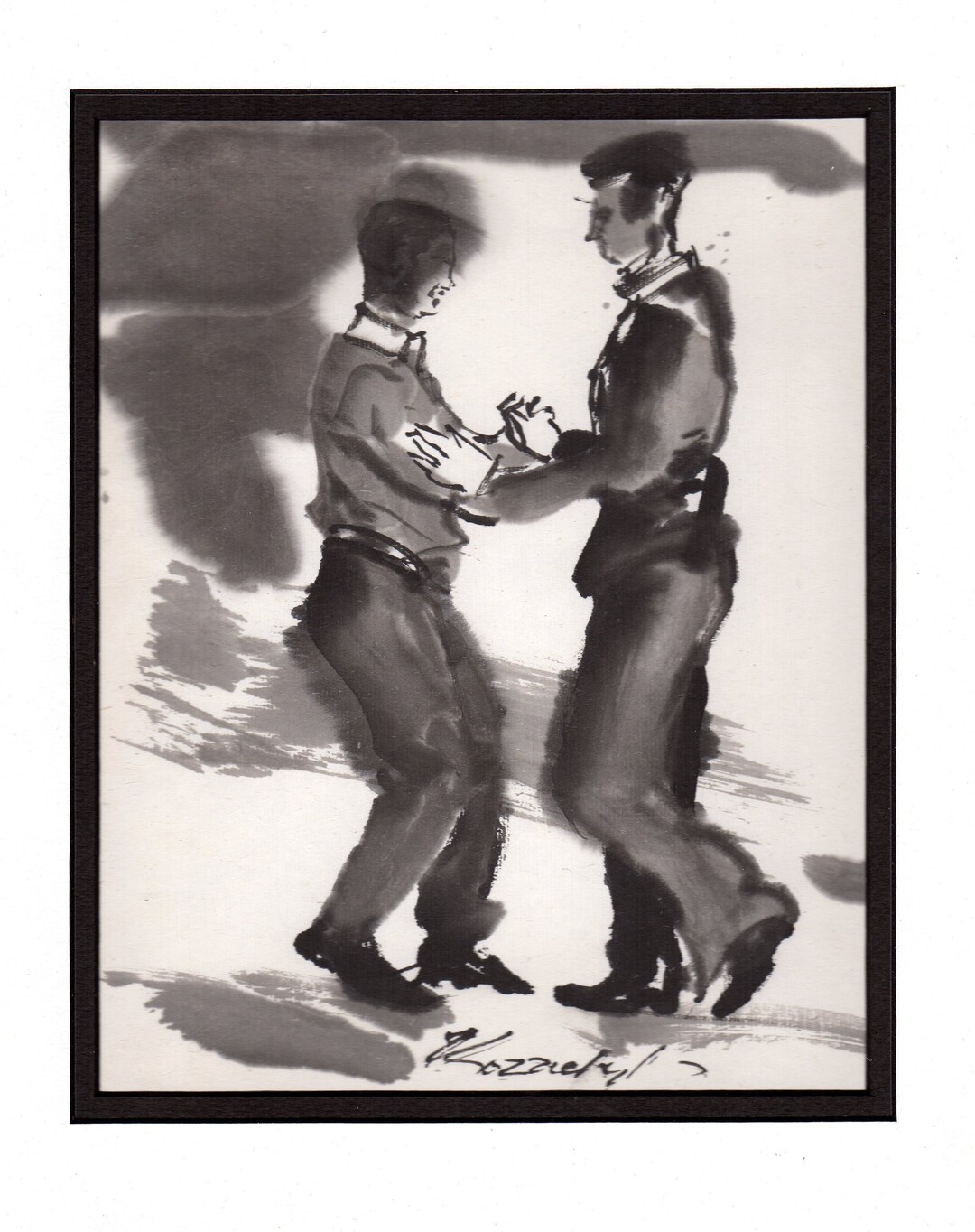 Original Ink Painting of Two Men Dancing the Argentine Tango - Etsy