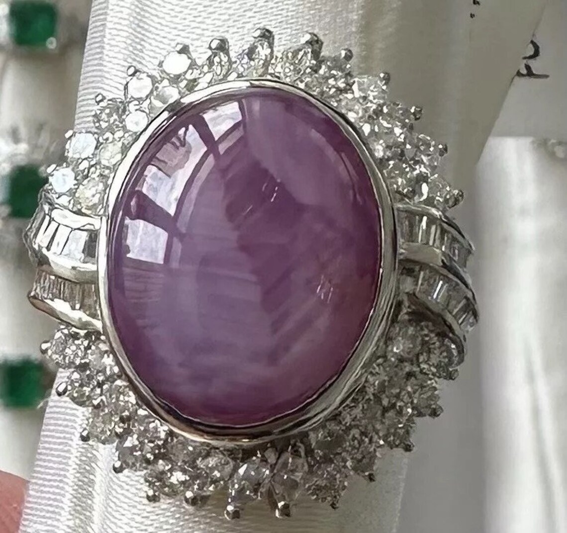 An Exquisite 12.60ct Star Ruby & Diamond Platinum Ring - Etsy