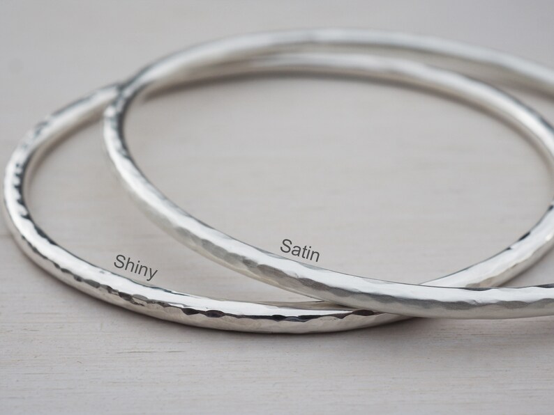 Hammered Solid Silver Bangle Sterling Silver - Etsy