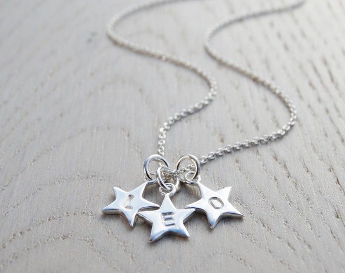 Three Graduated Small Stars Sterling Silver Necklace, Minimalist ...