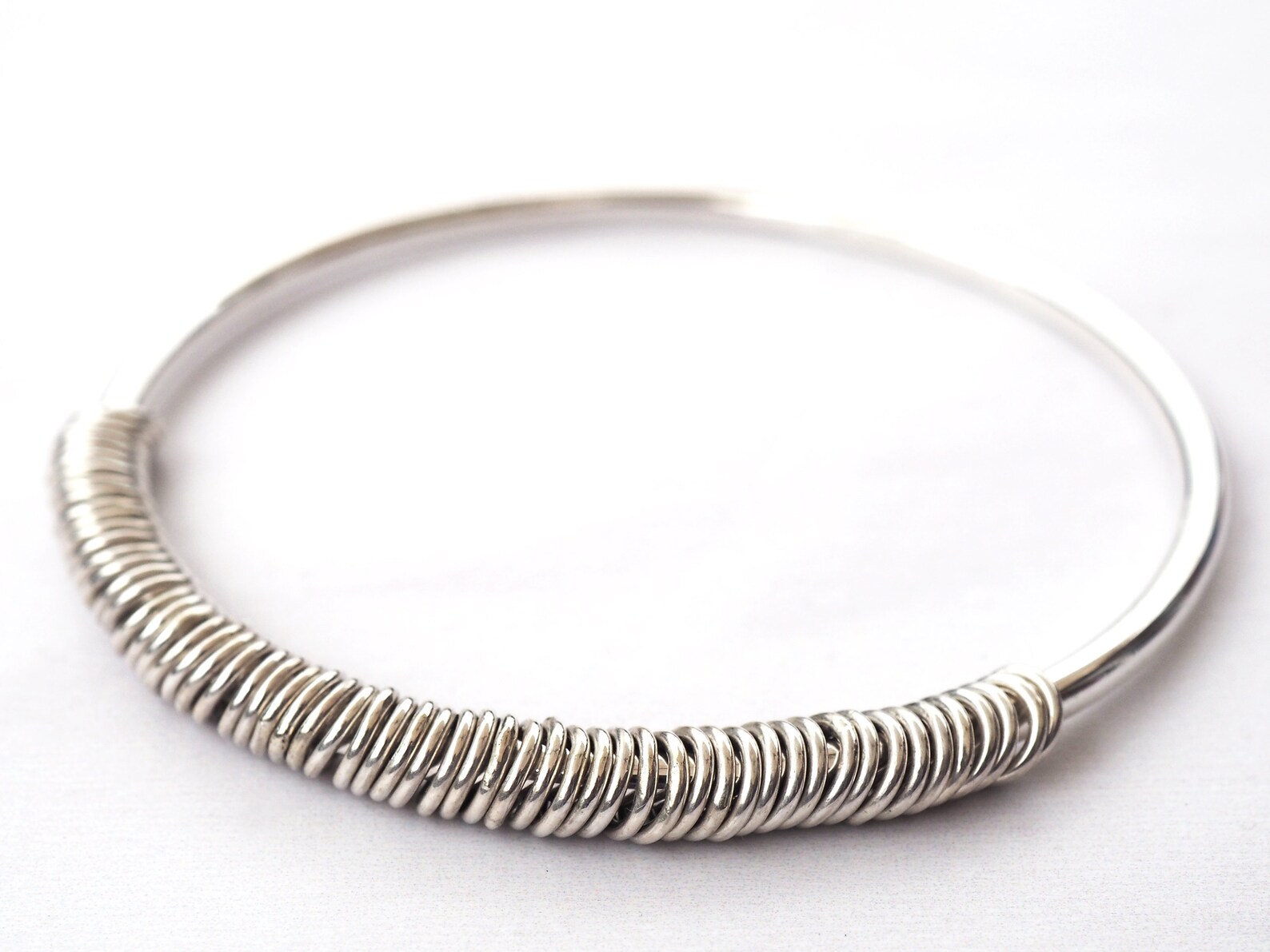 Solid Silver Bangle & Rings Sterling Silver | Etsy