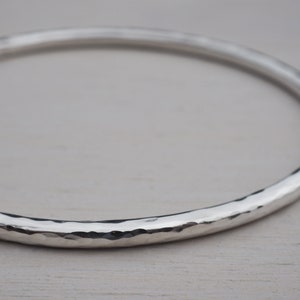 Hammered Solid Silver Bangle | Sterling Silver - Etsy UK