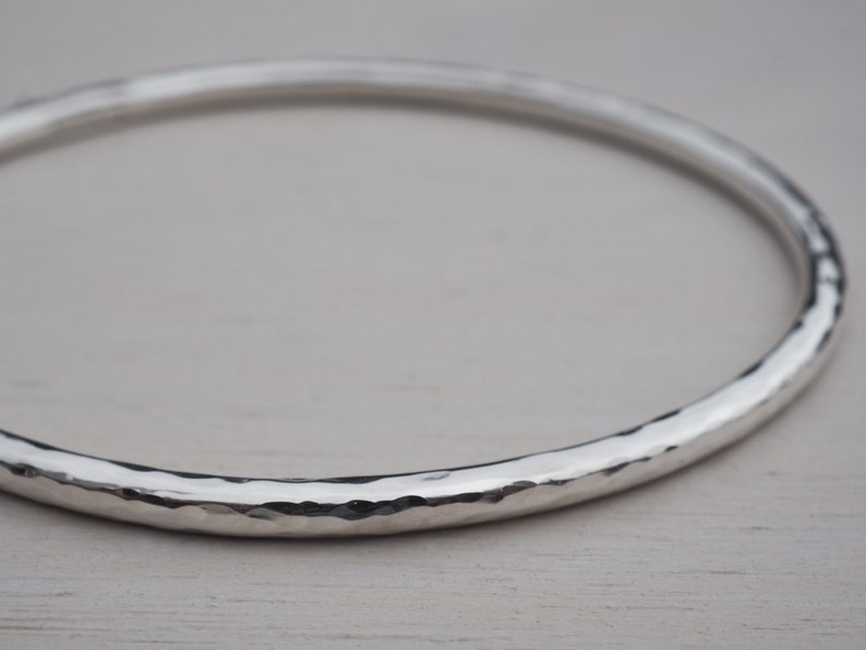 Hammered Solid Silver Bangle Sterling Silver - Etsy