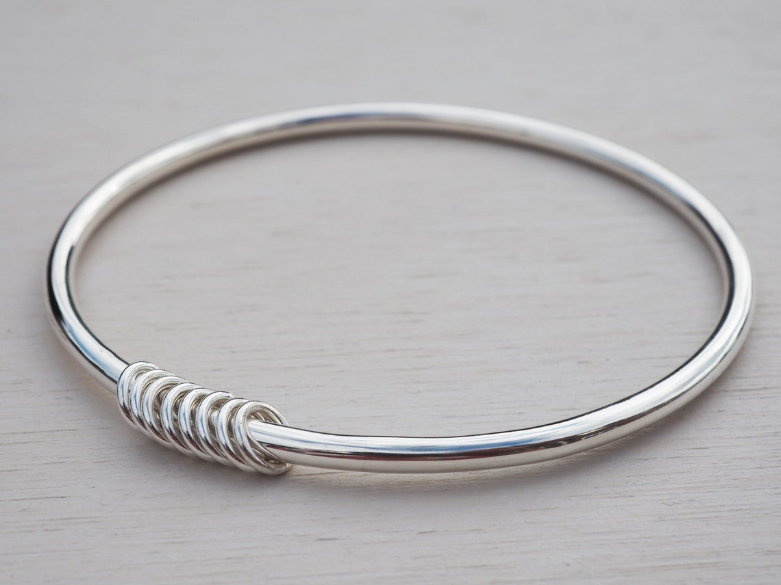 Solid Silver Bangle & Rings Sterling Silver | Etsy