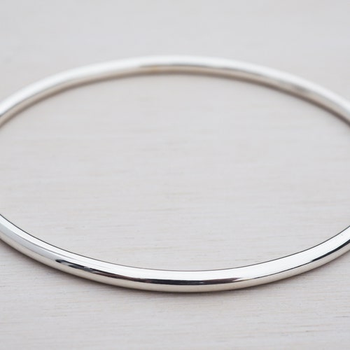 Smooth Sterling Silver Bangle Bracelet Half Round 3mm Wide - Etsy