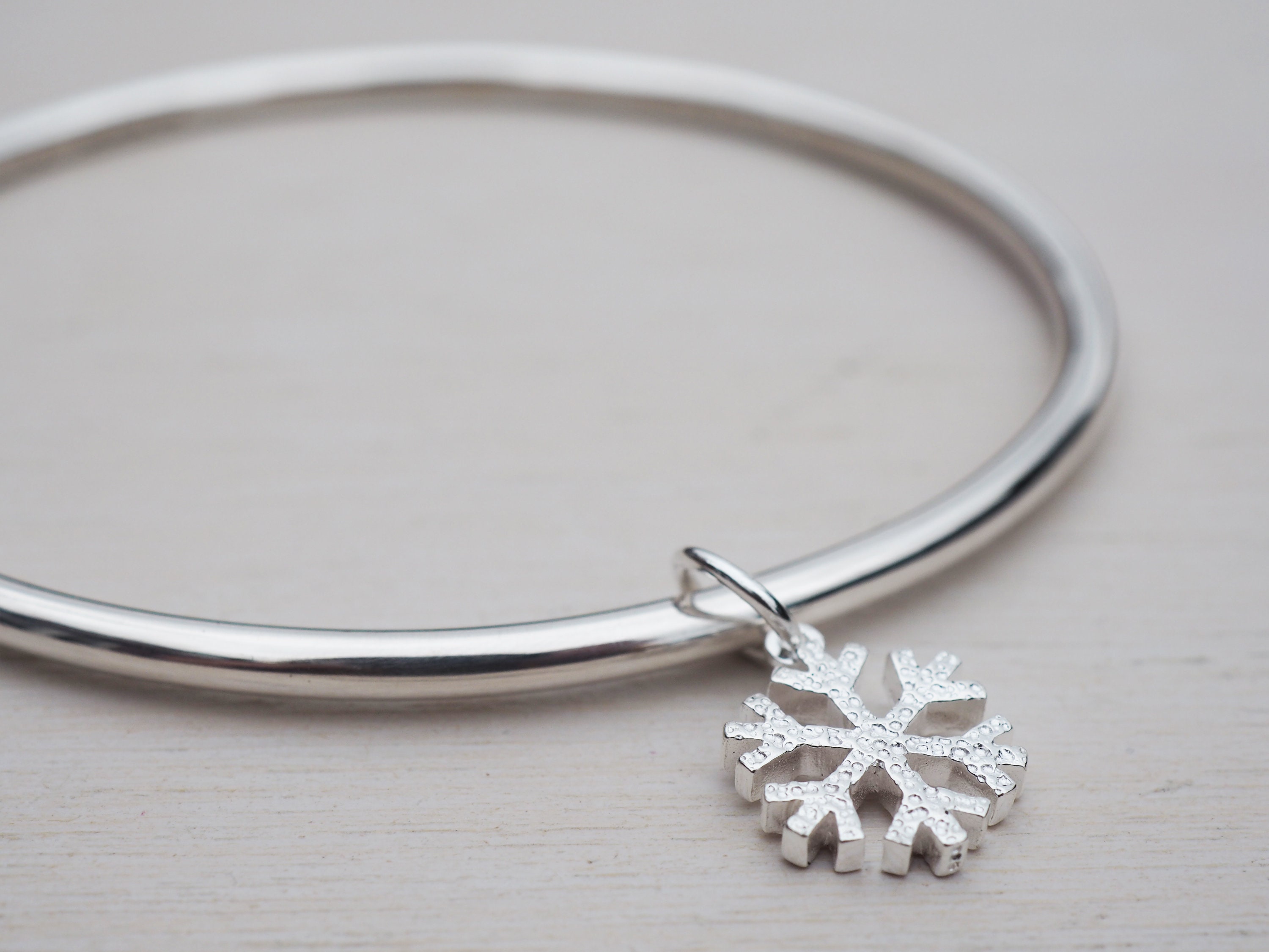 Silver Snowflake Bangle Sterling Silver | Etsy