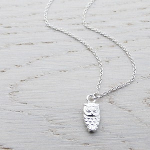 Tiny Silver Owl Necklace - Sterling Silver - Etsy