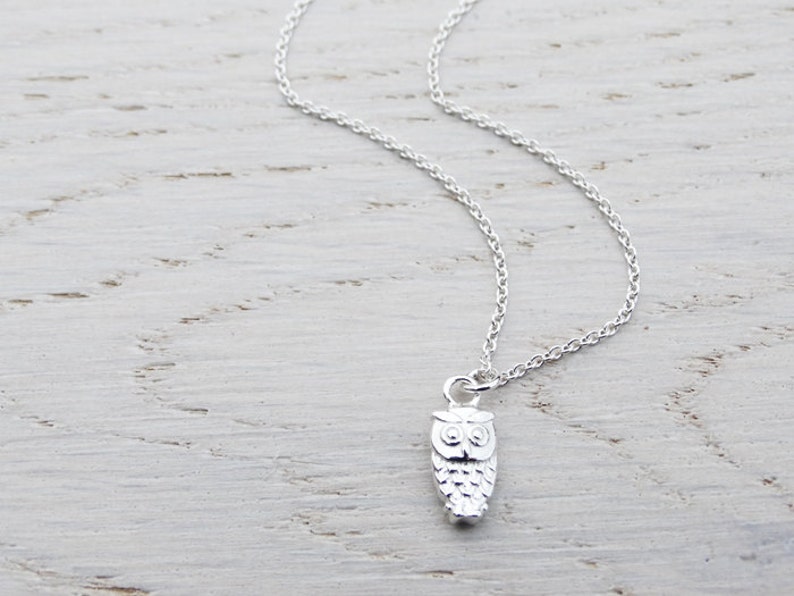 Tiny Silver Owl Necklace - Sterling Silver - Etsy