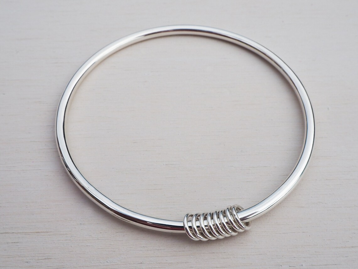 Solid Silver Bangle & Rings Sterling Silver | Etsy UK