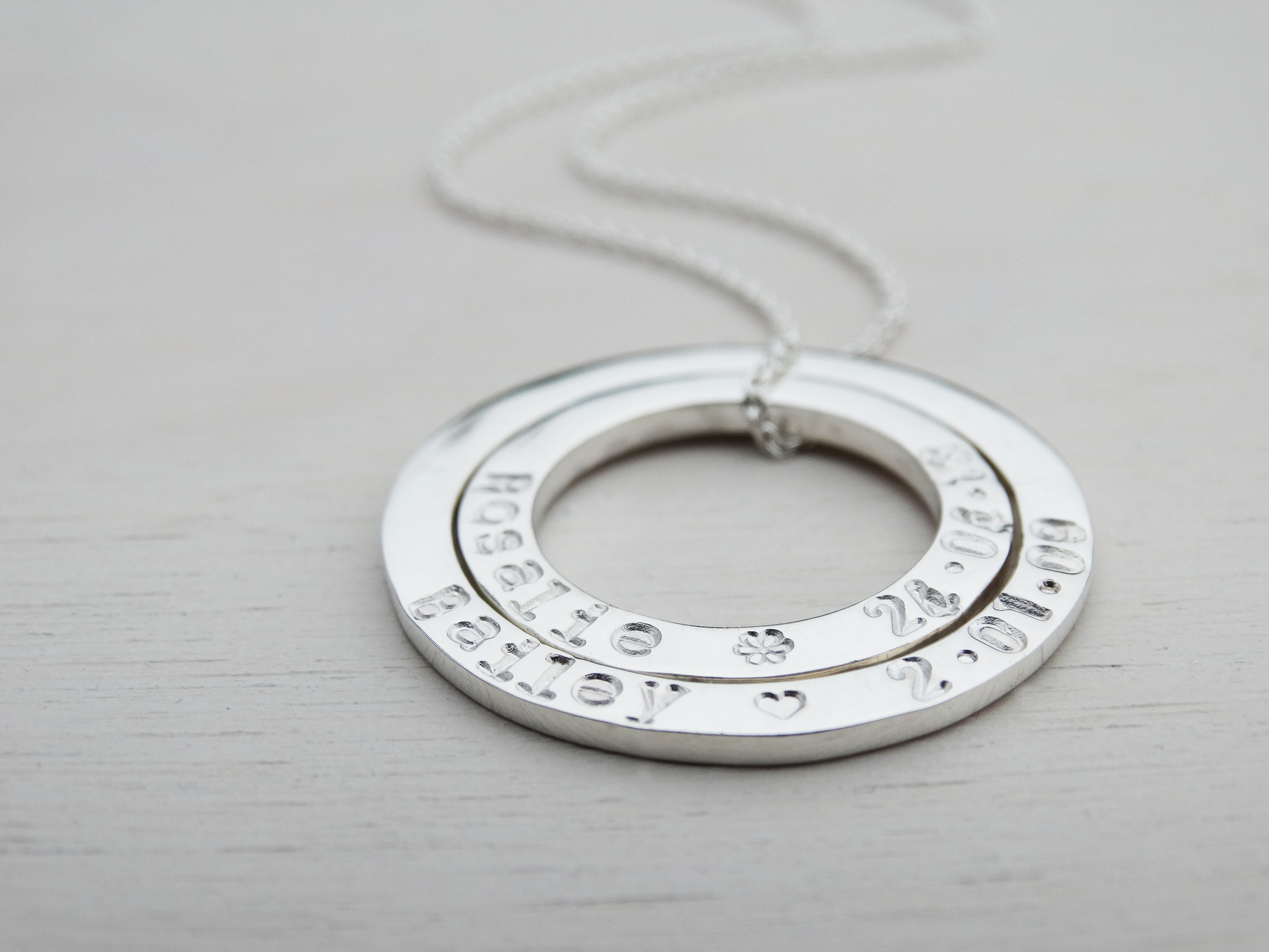 Personalised Double Silver Circle Necklace Sterling Silver | Etsy