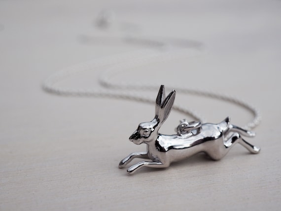 Leaping Hare Necklace Sterling Silver - Etsy