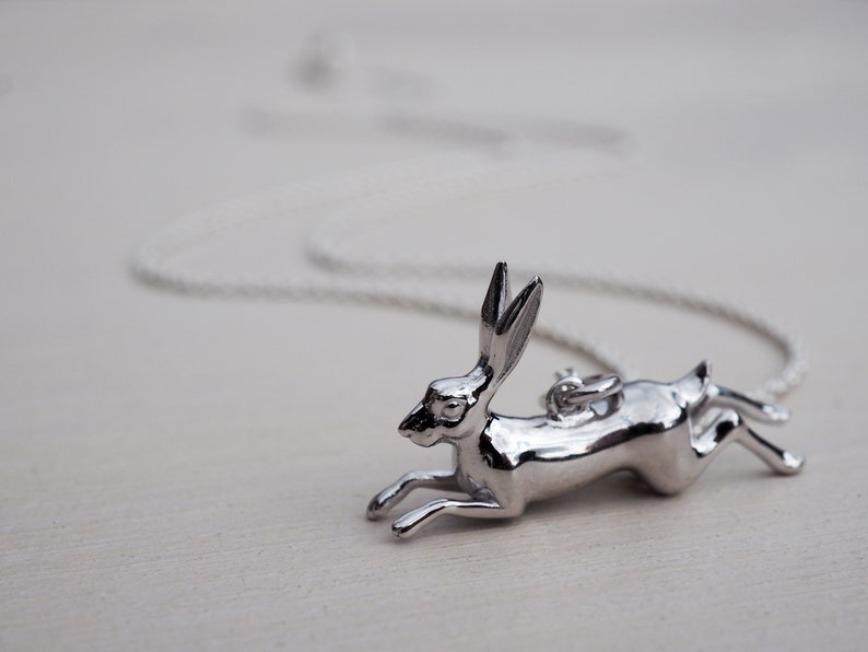 Leaping Hare Necklace Sterling Silver - Etsy