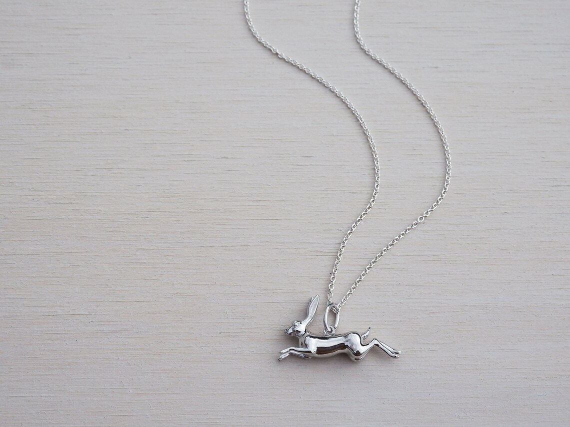 Leaping Hare Necklace Sterling Silver - Etsy