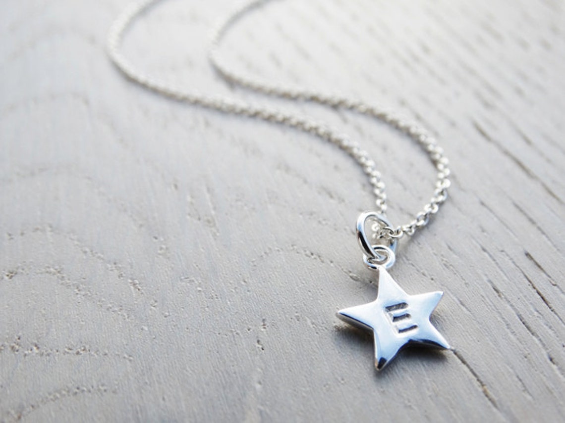 Tiny Silver Star Necklace With Initial | Personalised | Sterling Silver ...