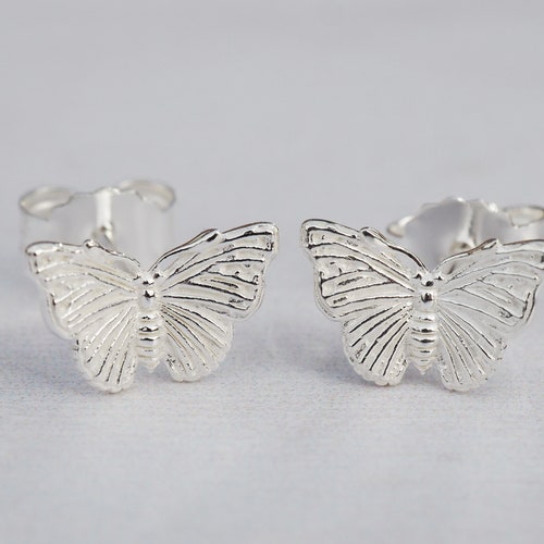 Tiny Silver Detailed Butterfly Necklace Sterling Silver - Etsy