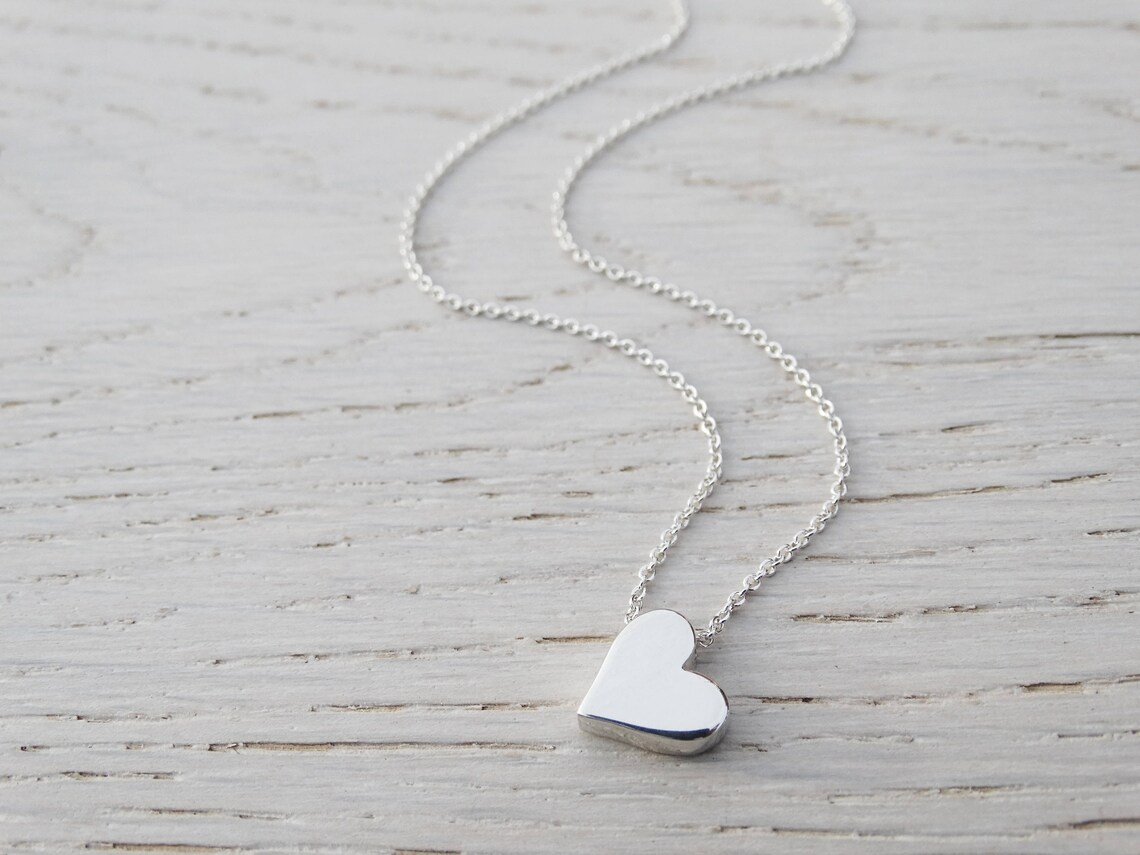 Silver Heart Necklace, Solid Sterling Silver - Etsy UK