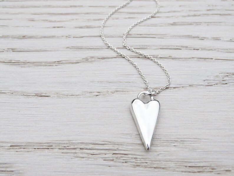 Solid Silver Heart Necklace, Sterling Silver - Etsy UK