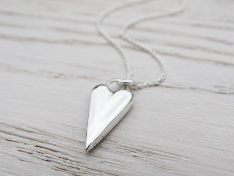 Solid Silver Heart Necklace, Sterling Silver - Etsy UK