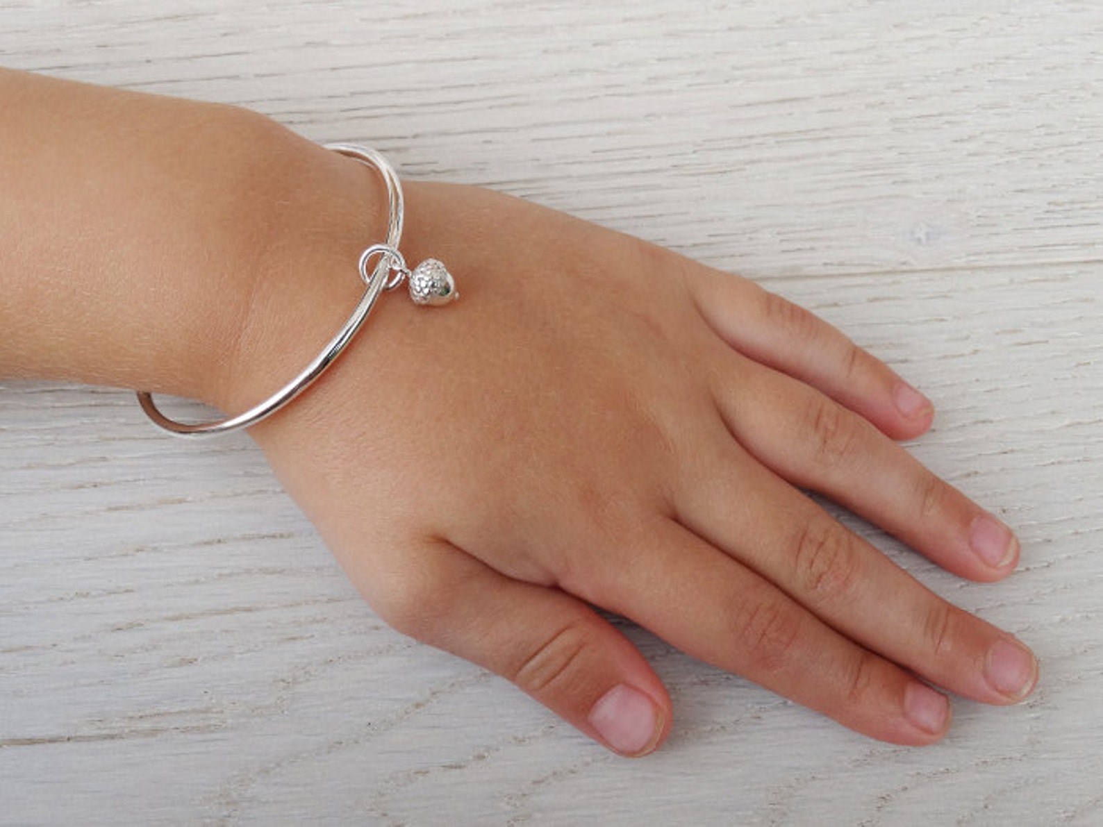 Sterling Silver Childrens Bracelet With Acorn - Etsy