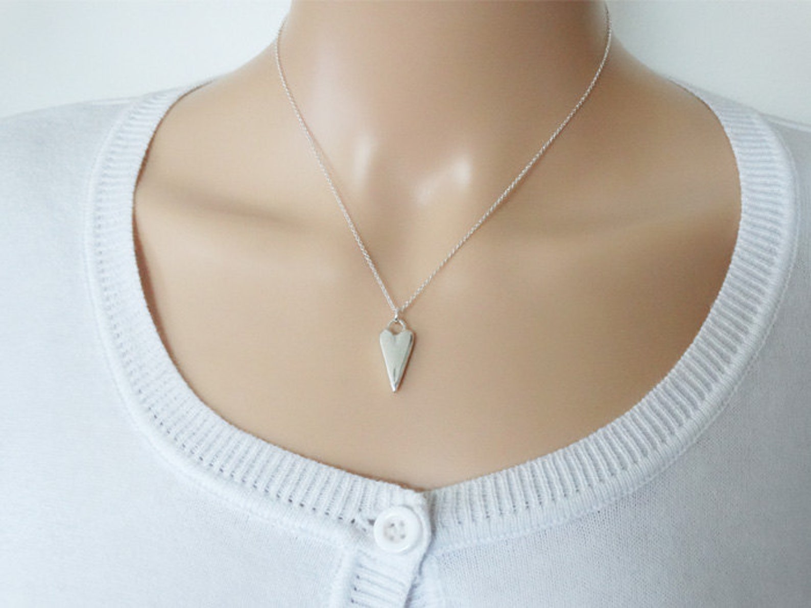 Solid Silver Heart Necklace, Sterling Silver - Etsy UK
