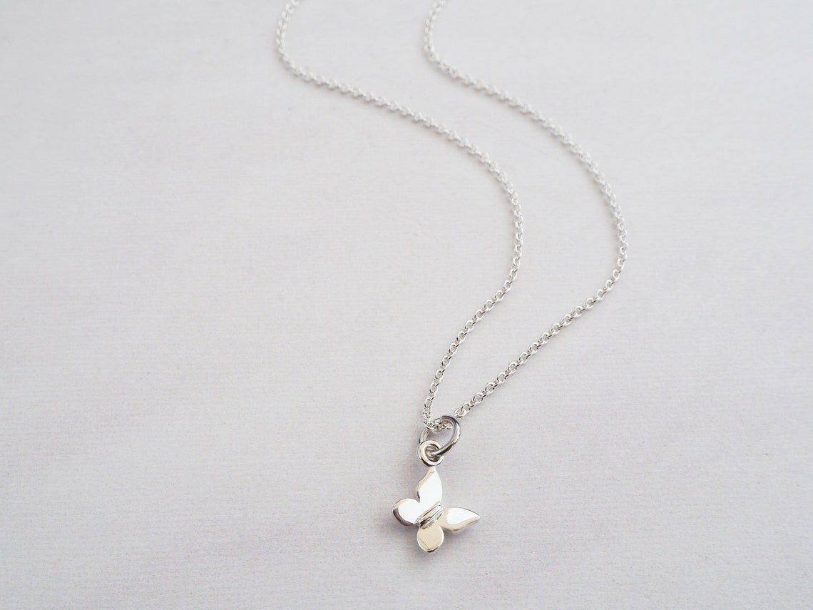 Tiny Silver Butterfly Necklace | Sterling Silver - Etsy
