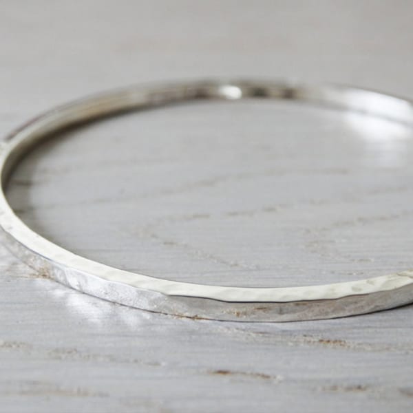 Hammered Silver Bangle - Etsy UK