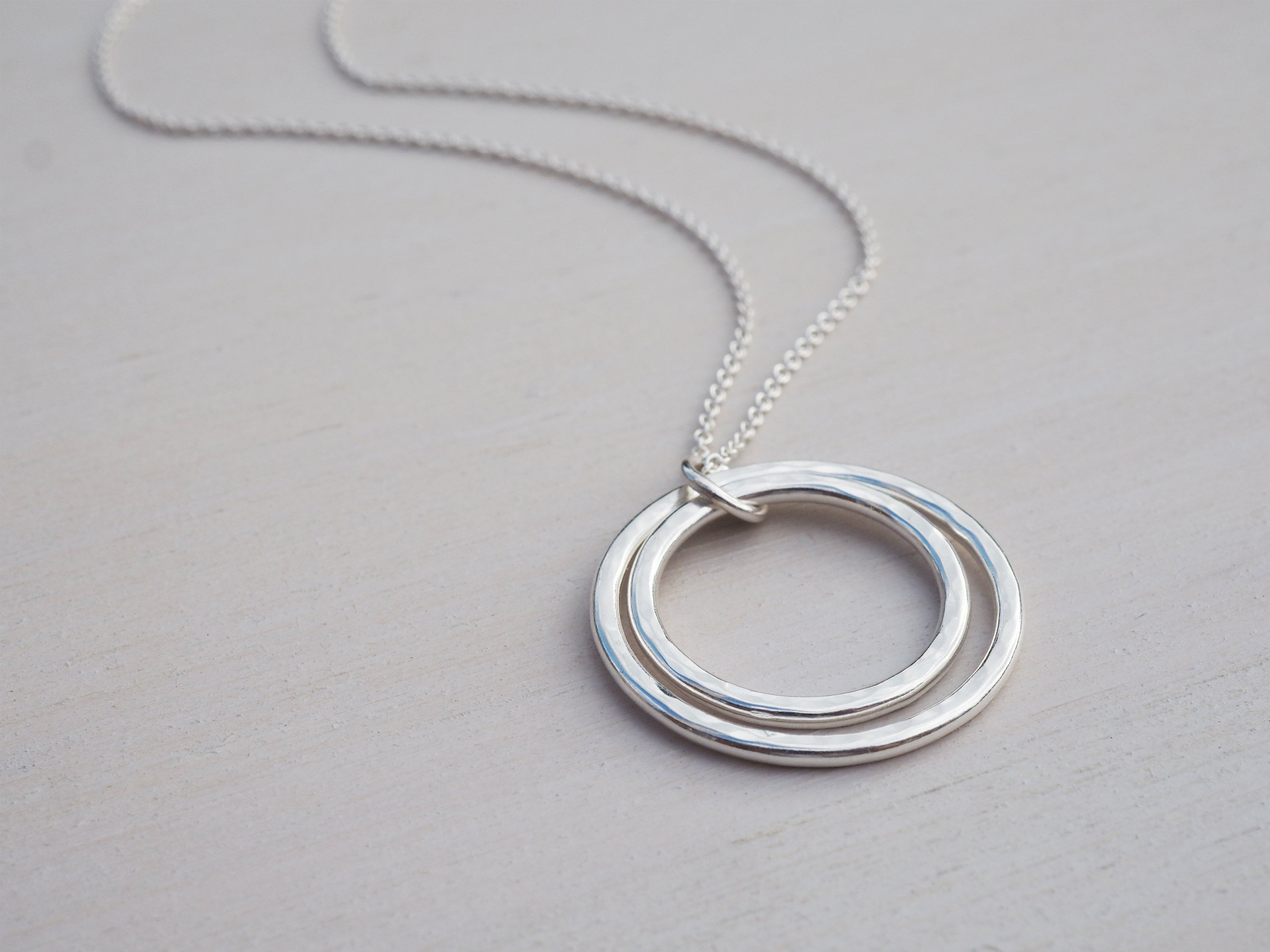 Silver Circles Necklace Sterling Silver Hammered Finish | Etsy