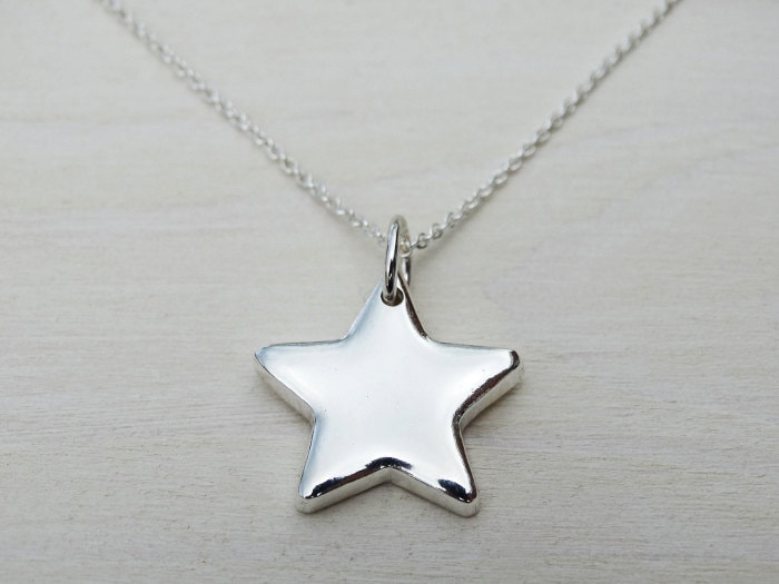 Solid Silver Star Necklace Sterling Silver - Etsy UK