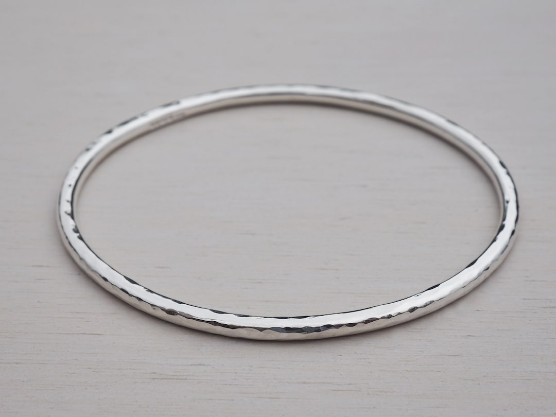 Hammered Solid Silver Bangle | Sterling Silver - Etsy