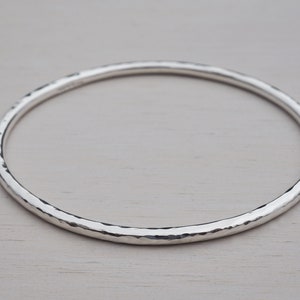 Hammered Solid Silver Bangle Sterling Silver - Etsy UK