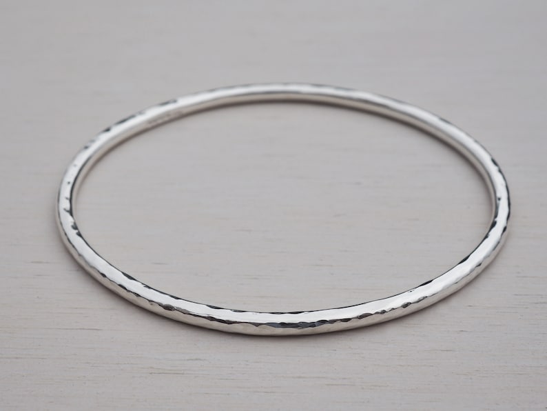 Hammered Solid Silver Bangle Sterling Silver - Etsy