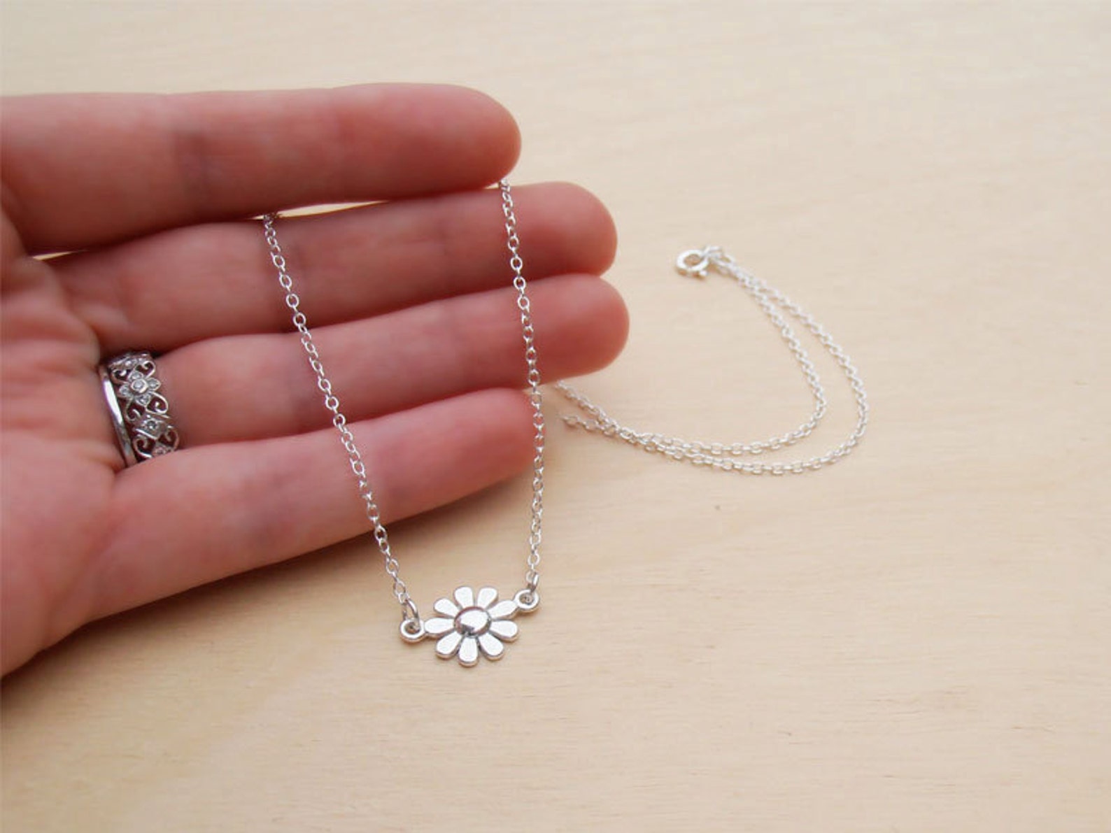 Silver Daisy Necklace Sterling Silver - Etsy