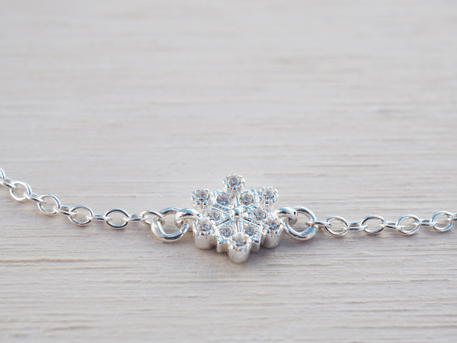 Tiny Silver Snowflake Bracelet | Sterling Silver | Cubic Zirconia - Etsy UK