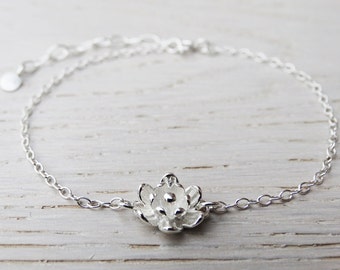 Sterling Silver Flower Bracelet, Dainty Flower Bracelet, Delicate ...